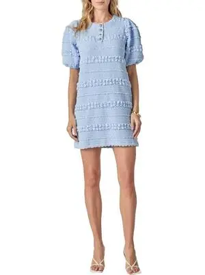 English Factory Smocked Mini Dress - Powder Blue