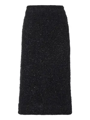 Balenciaga Cotton-blend Tweed Midi Skirt - Black