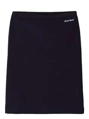 Miu Miu Cotton Piqué Skirt - Navy