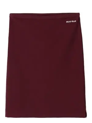 Miu Miu Cotton Piqué Pencil Skirt - Amaranth Red/maize Yellow