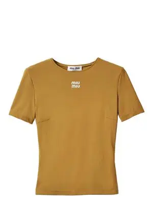 Miu Miu Stretch Jersey Top - Olive Green