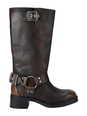 Steve Madden Beau Buckle-embellished Leather Boots - Brown