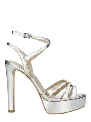 Paige Charlee Strappy Leather Platform Sandals - Silver Com
