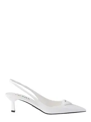 Prada Pointed-toe Patent-leather Slingback Heels - White