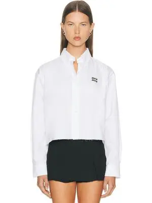 Miu Miu Miu Miu Cropped Button Up Top Bianco