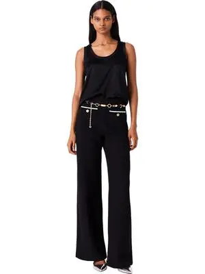 Maje Maje Silk Sleeveless Round Neck Tank Top Black