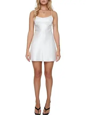Princess Polly Clemence Satin Mini Slipdress - White