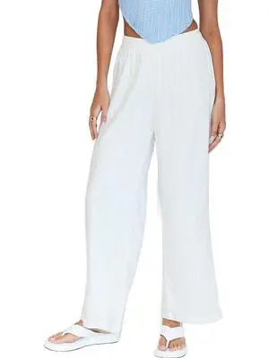 Princess Polly Louis Cotton & Linen Wide Leg Pants - White