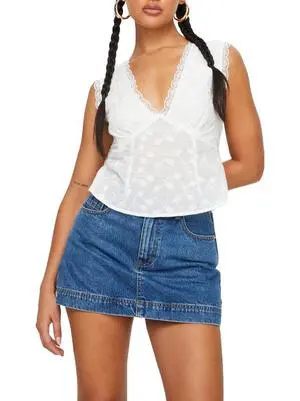 Princess Polly Gimmie Embroidered Open Back Cotton Top - White