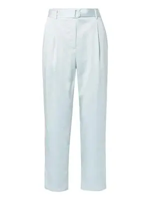 Lapointe Belted Pleated Crinkled Straight-leg Pants - Sky Blue
