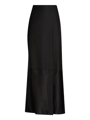 Victoria Beckham Twill-paneled Satin Maxi Wrap Skirt - Black