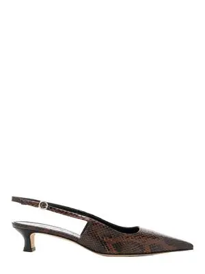 AeydĒ Catrina Snake-effect Slingback Pumps - Brown