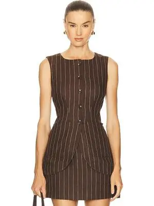 Posse Emma Vest - Chocolate & Cream Pinstripe