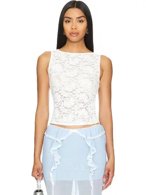 MORE TO COME Iris Lace Top - White