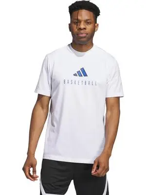 Adidas Worldwide Hoops Logo Performance Graphic Tee - White