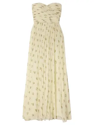 Adam Lippes Estelle Floral-print Silk-crepon Gown - Cream