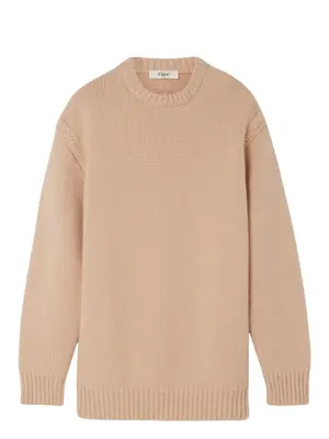 Chloé Cotton And Cashmere-blend Sweater - Neutrals