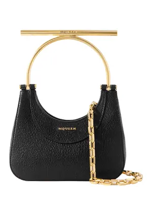 Alexander McQueen T-bar Mini Embellished Textured-leather Shoulder Bag - Black