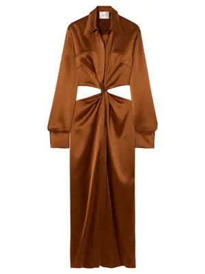 Galvan Hock Twist-front Cutout Maxi Dress - Brown