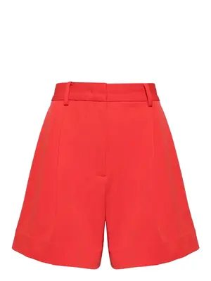 Staud Heather Pleat-detail Shorts - Red