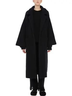 Alanui Knitted Robe Coat - Black
