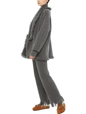 Alanui Fringed-edge Cashmere-blend Cardigan - Grey