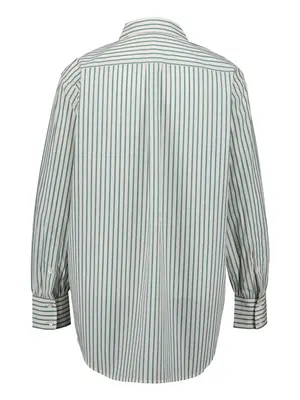 FRAME Cutaway Collar Striped Shirt - Green