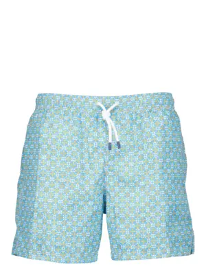 Fedeli Patterned Recycled Polyester Shorts - Green