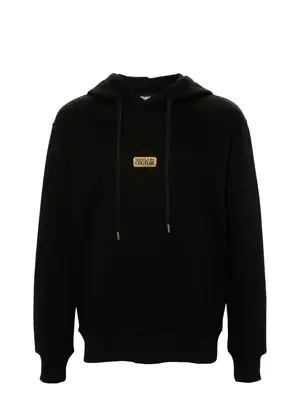 Versace Logo-plaque Cotton Hoodie - Black