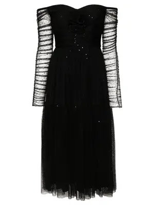 NISSA Mesh Midi Dress