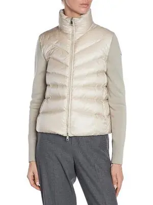 Moncler Mixed Media Puffer Cardigan - Golden Sand