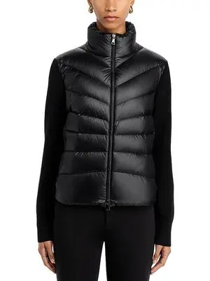 Moncler Mixed Media Puffer Cardigan - Matte Black