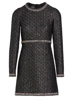 Giambattista Valli Tweed Curved Sequins Dress - Black