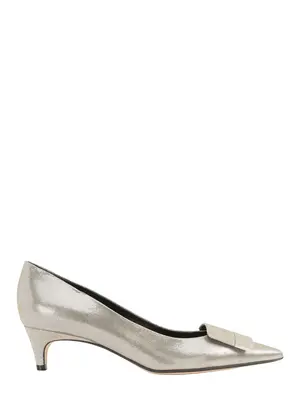 SERGIO ROSSI 45mm Laminated Leather Pumps - Silver
