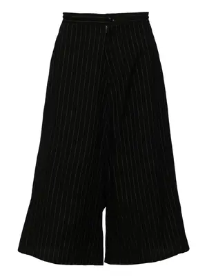 Y’s Pinstripe Cropped Trousers - Black