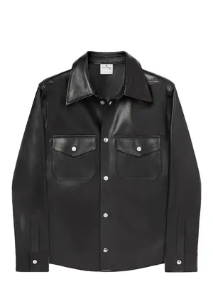 COURREGES Patch Pocket Leather Shirt - Black