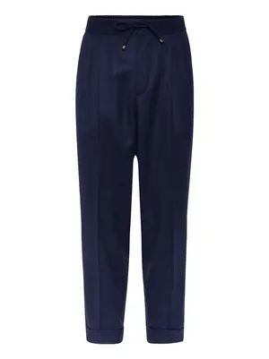 Brunello Cucinelli Wool Tapered Trousers - Blue