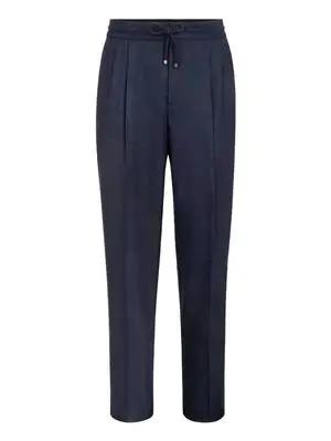 Brunello Cucinelli Wool Tapered Trousers - Blue