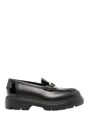 FERRAGAMO Gancini-plaque Loafers - Black
