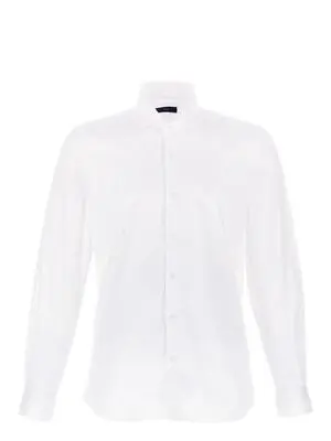 FAY Cutaway Collar Stretch-cotton Shirt White