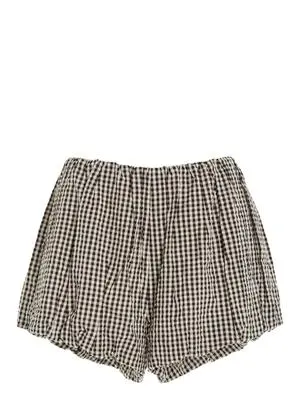 Posse Aurelia Gingham Cotton Shorts - Black