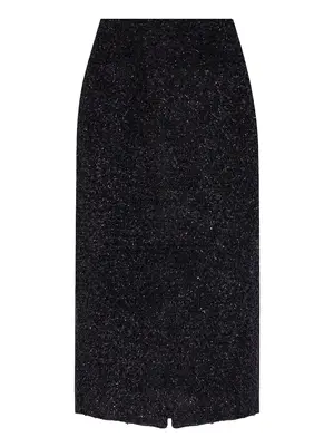 Balenciaga Tweed Midi Skirt - Black