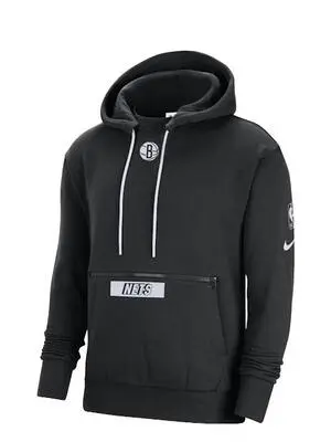 Nike Nba Brooklyn Nets Courtside Fleece Loose Fit Hoodie - Black