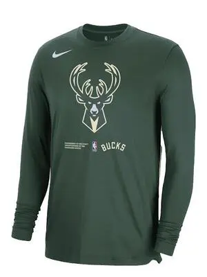 Nike Nba Milwaukee Bucks Dri-fit Long Sleeve T-shirt - Dark Green