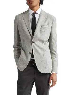 Eleventy Houndstooth Wool & Cashmere Sport Coat - Light Gray Melange