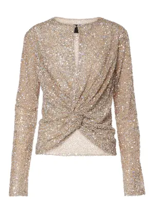Costarellos Noa Sequined Top - Gold