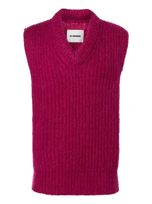 JIL SANDER Mohair And Wool Sweater Vest - Burgundy