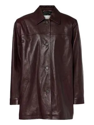 Magda Butrym Oversized Leather Jacket - Burgundy