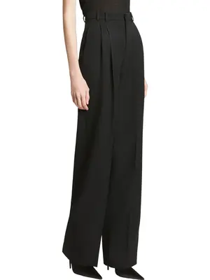 Saint Laurent High-rise Pleated Trousers - Noir