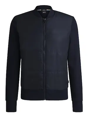 BOSS Contrast-panel Regular-fit Cotton Jacket - Dark Blue